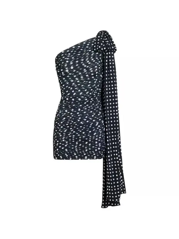 PATOU Polka-dot Asymmetric Mini Dress - Black