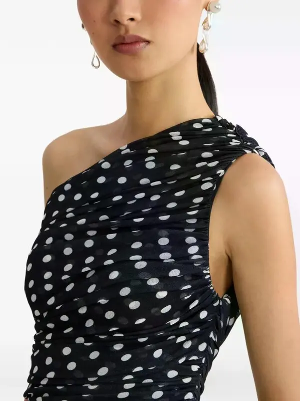 PATOU Polka-dot Asymmetric Mini Dress - Black