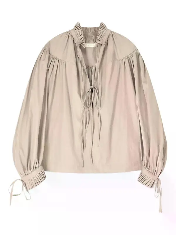Dries Van Noten Ruffled Cotton Blouse - Neutrals