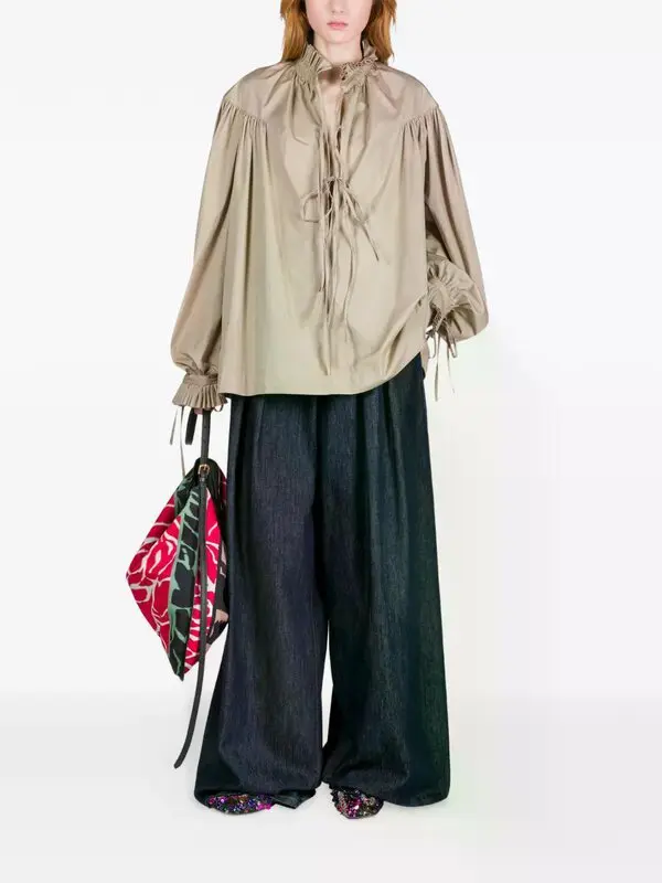 Dries Van Noten Ruffled Cotton Blouse - Neutrals