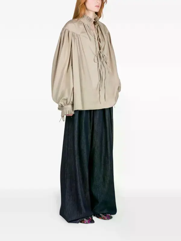 Dries Van Noten Ruffled Cotton Blouse - Neutrals