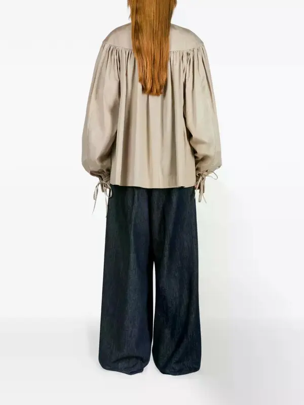 Dries Van Noten Ruffled Cotton Blouse - Neutrals