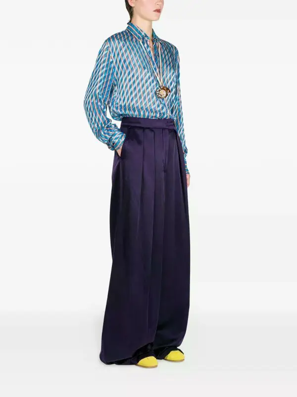 Dries Van Noten Wide Pleated Trousers - Purple