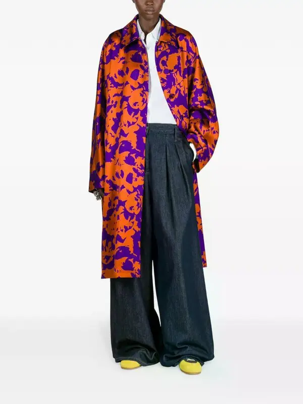 Dries Van Noten Floral Print Satin Coat
