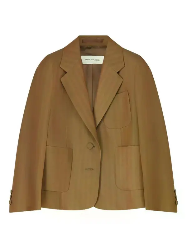 Dries Van Noten Herringbone Cropped Blazer