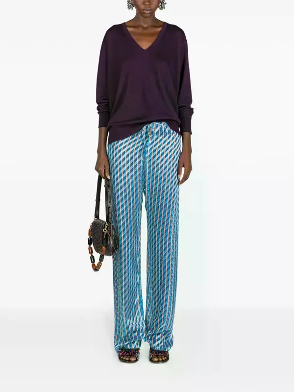 Dries Van Noten Devoré Striped Trousers