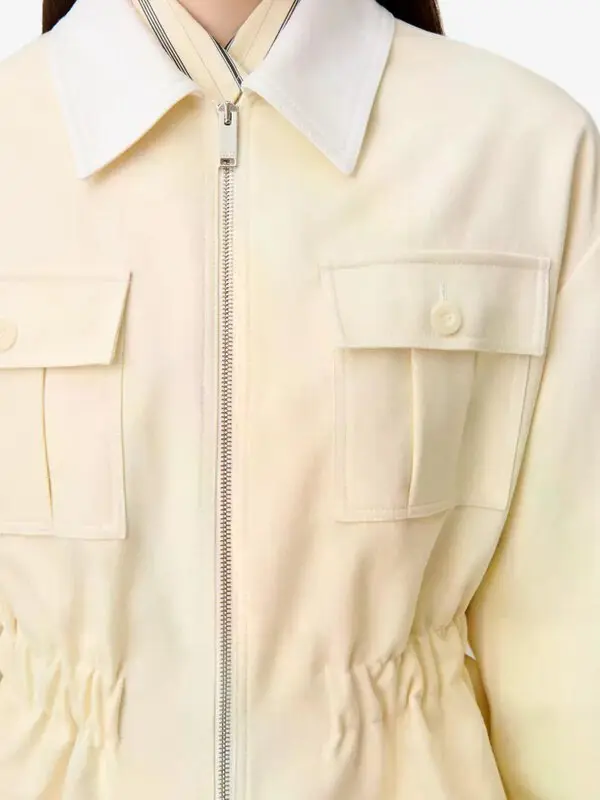 Claudie Pierlot Contrast-collar Zip-up Jacket - Neutrals