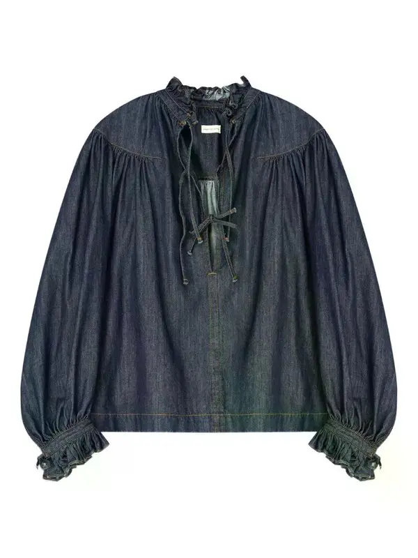 Dries Van Noten Ruffled Denim Shirt - Blue