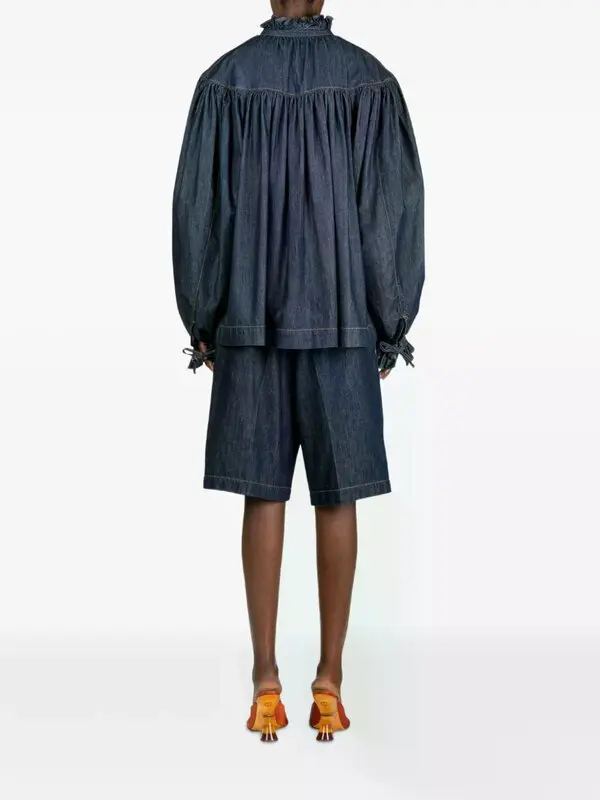Dries Van Noten Ruffled Denim Shirt - Blue