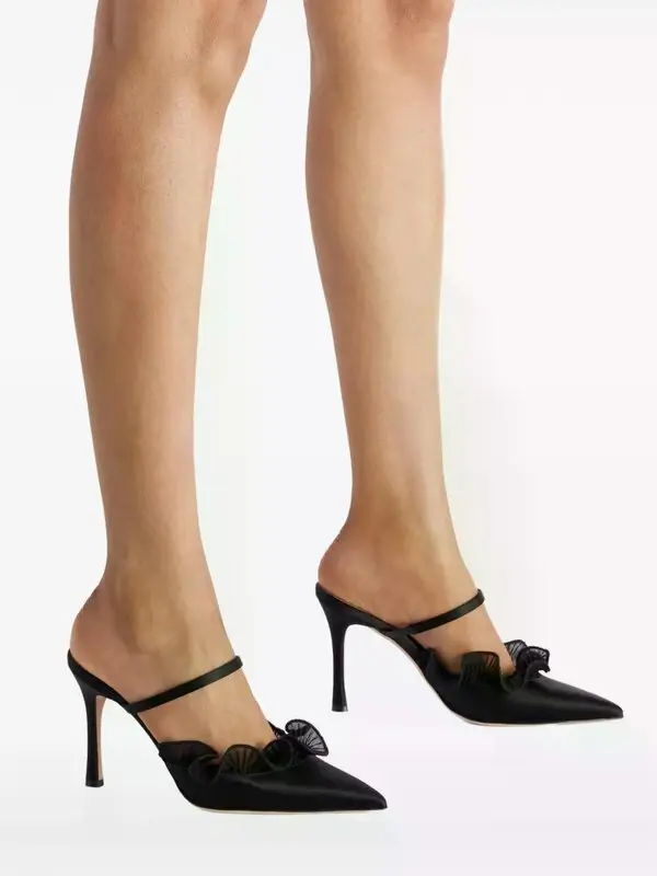 MALONE SOULIERS Cecile Bow-detail Ruffled Mules - Black