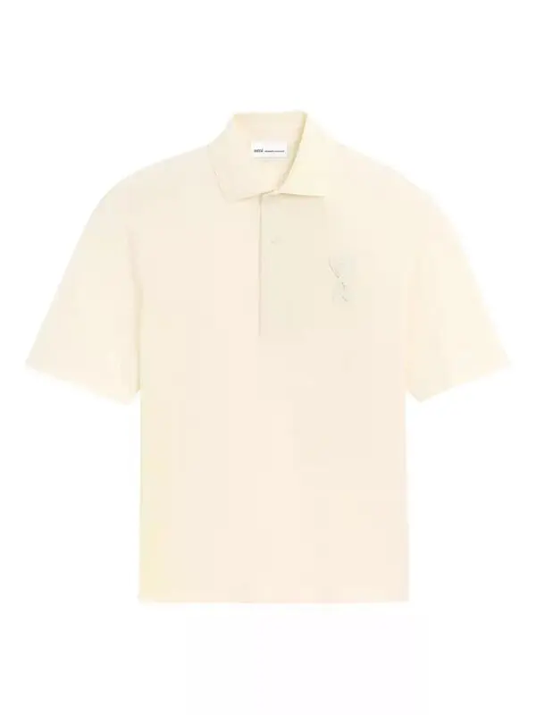 AMI Paris De Coeur Embroidered Polo Shirt
