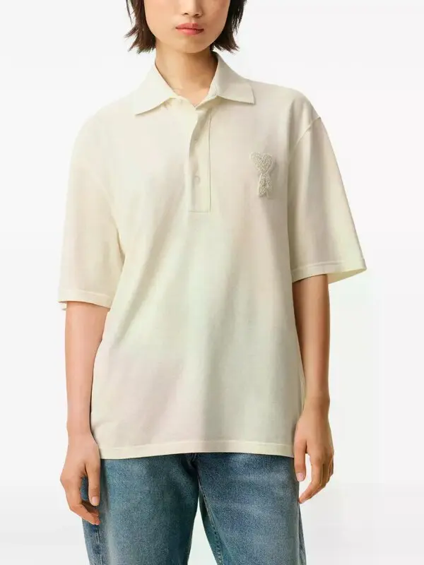 AMI Paris De Coeur Embroidered Polo Shirt
