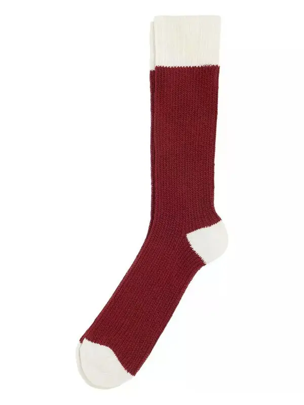 AMI Paris Two-tone Crew Socks With De Coeur Embroidery - Red