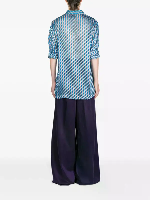 Dries Van Noten Striped Devoré Shirt - Blue