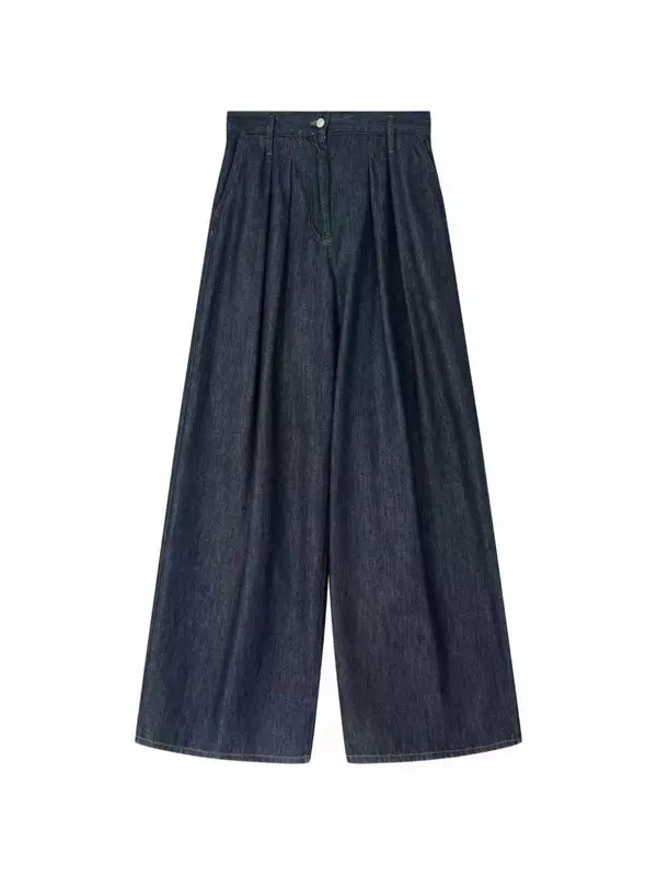 Dries Van Noten Wide Leg Pleated Jeans - Blue