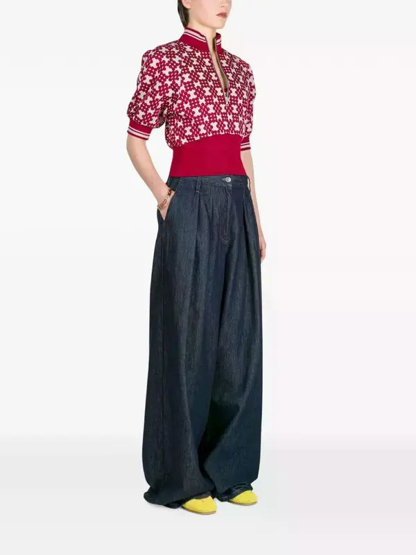 Dries Van Noten Wide Leg Pleated Jeans - Blue