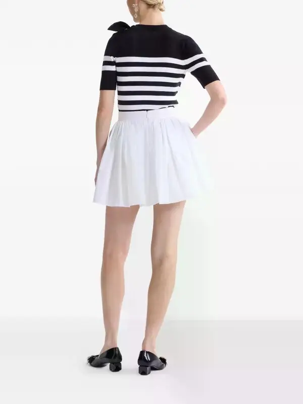 PATOU Striped Knit T-shirt With Bow Detail - Black