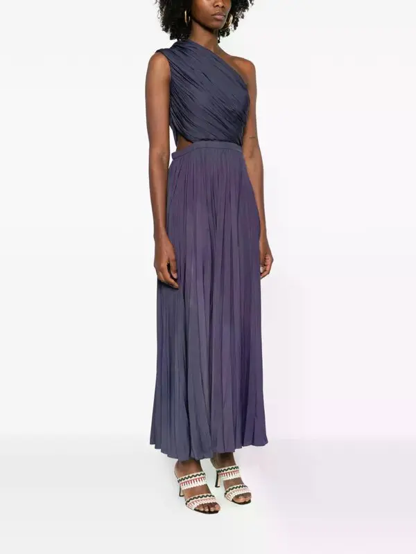 Maje One-shoulder Pleated Midi Dress