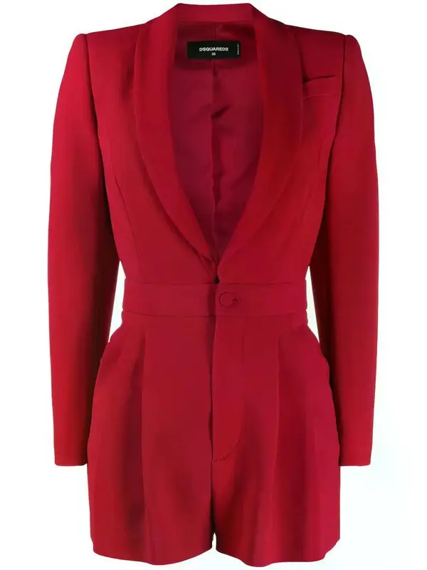 Dsquared2 Long-sleeved Pleat-detail Playsuit - Red