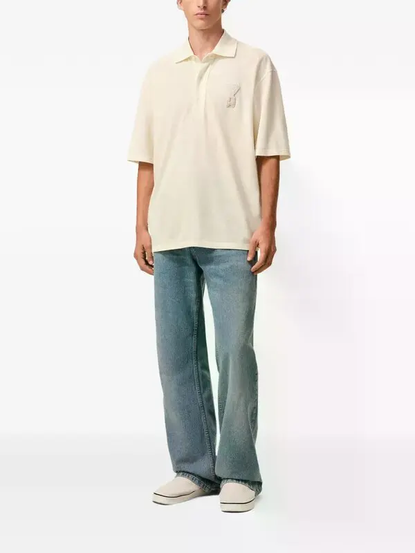 Ami De Coeur Embroidered Polo Shirt - Neutrals