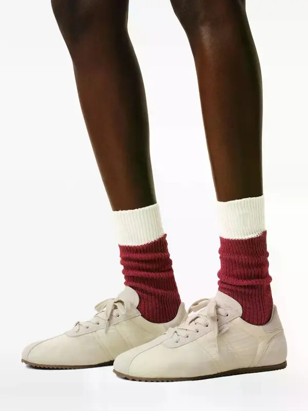 AMI Paris Two-tone Embroidered Crew Socks - Red