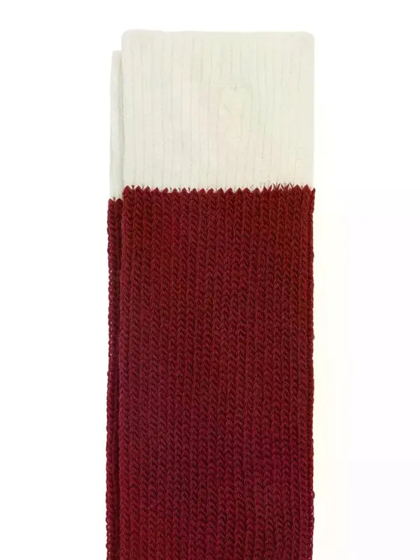 AMI Paris Two-tone Embroidered Crew Socks - Red