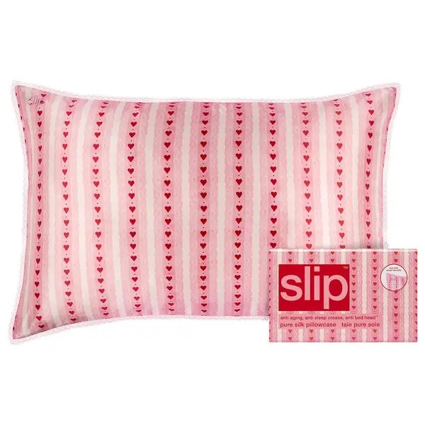 Slip Pure Silk Queen Pillowcase With Lace Trim In Sweetie - One-color