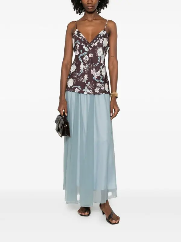 FORTE_FORTE Chiffon Long Skirt - Grey