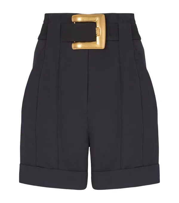 Balmain Grain De Poudre Belted Shorts