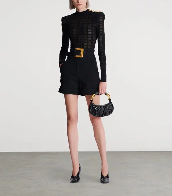 Balmain Grain De Poudre Belted Shorts
