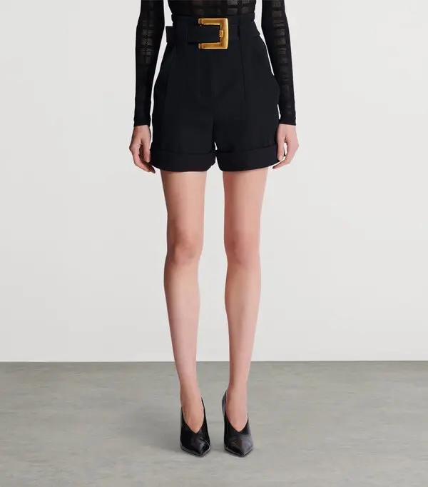 Balmain Grain De Poudre Belted Shorts