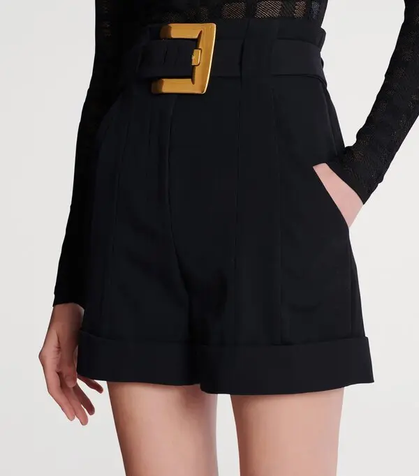 Balmain Grain De Poudre Belted Shorts