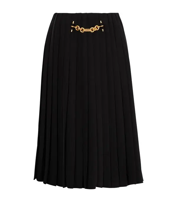 Balmain Chain-detail Pleated Midi Skirt