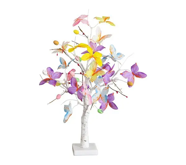NEARLY NATURAL 24' Pre-lit Twig Tree With Mini Easter Eggs - One-color