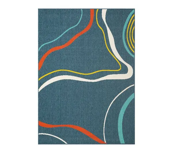 OX BAY TRADING CO. Ox Bay Graphic Print Modern Polypropylene Outdo Or Rug, 5' X 7 - One-color