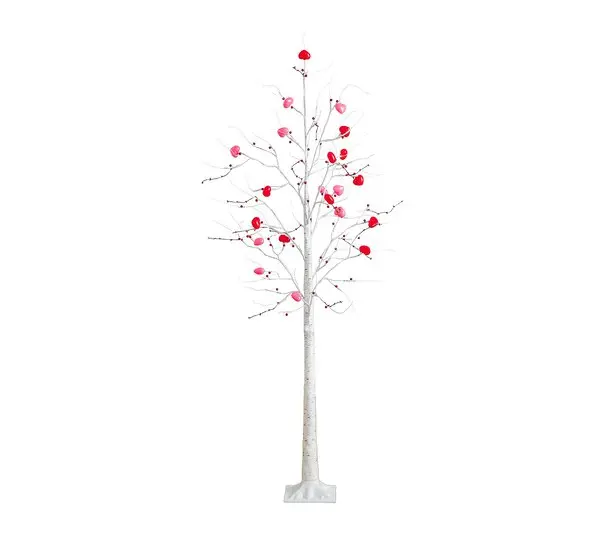 NEARLY NATURAL 6' Pre-lit Twig Tree With Heart Shaped Ornament - One-color