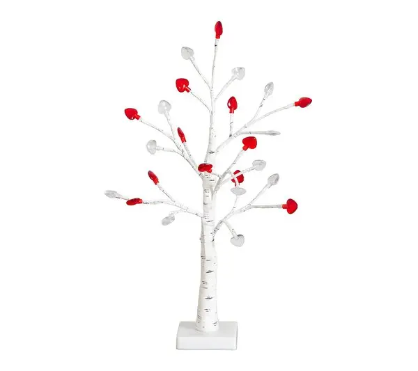 NEARLY NATURAL 24' Pre-lit Twig Tree With Mini Hearts - One-color