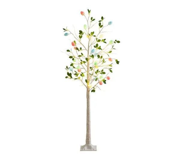 NEARLY NATURAL 6' Pre-lit Twig Tree With Egg Sh Aped Lights - One-color