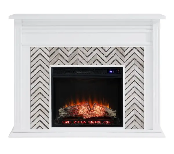 SEI FURNITURE Sei Hebbington Tiled Marble Touch Screen Electr Ic Fireplace - One-color