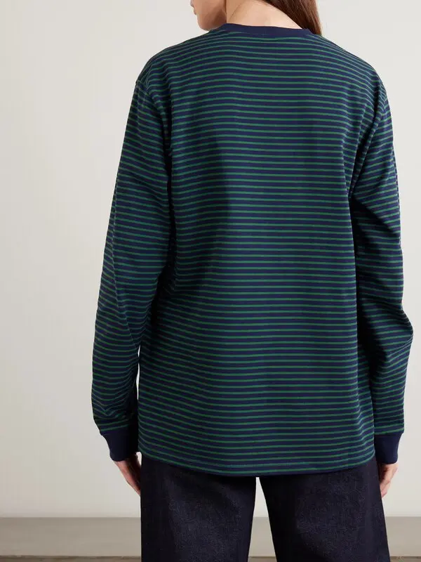 Tibi Striped Cotton-jersey T-shirt