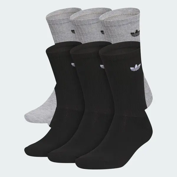Adidas Originals Trefoil 2.0 6-pack Crew Socks - Medium Grey Heather / Black / White