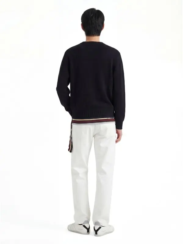 Thom Browne Cotton V-neck Sweater - Black