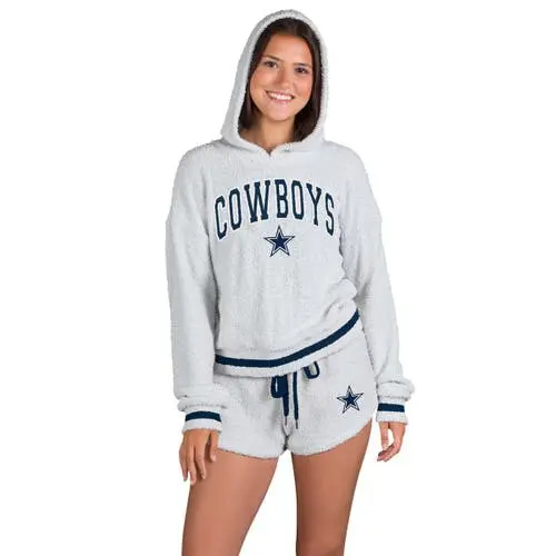 CONCEPTS SPORT Dallas Cowboys Whitley Long Sleeve Hoodie Top & Shorts Set - Gray