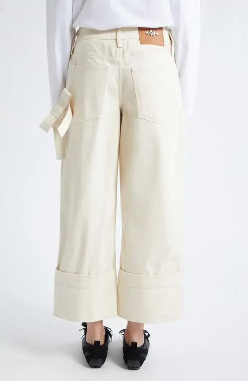 Simone Rocha Straight Leg Bow Loop Jeans - Ecru