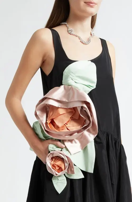 Simone Rocha Pressed Rosette Tilted Neck Dress