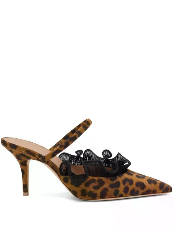 MALONE SOULIERS Leopard-printed Cecile Mules With Ruffle Detail