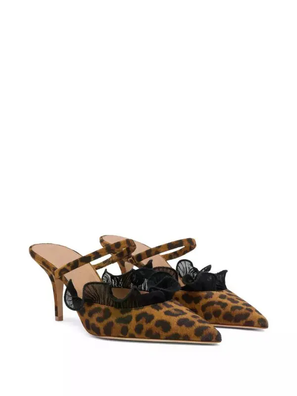 MALONE SOULIERS Leopard-printed Cecile Mules With Ruffle Detail