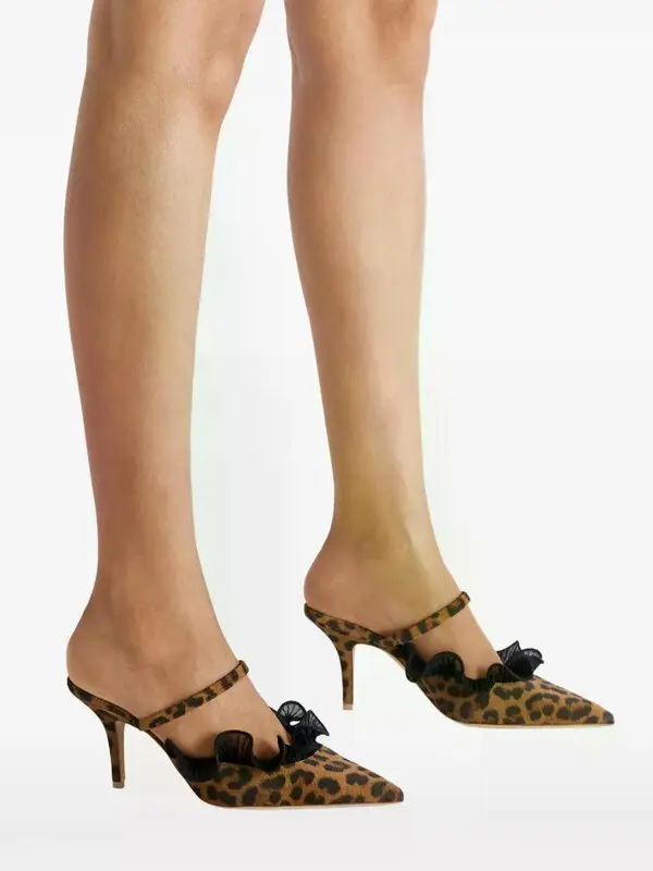 MALONE SOULIERS Leopard-printed Cecile Mules With Ruffle Detail
