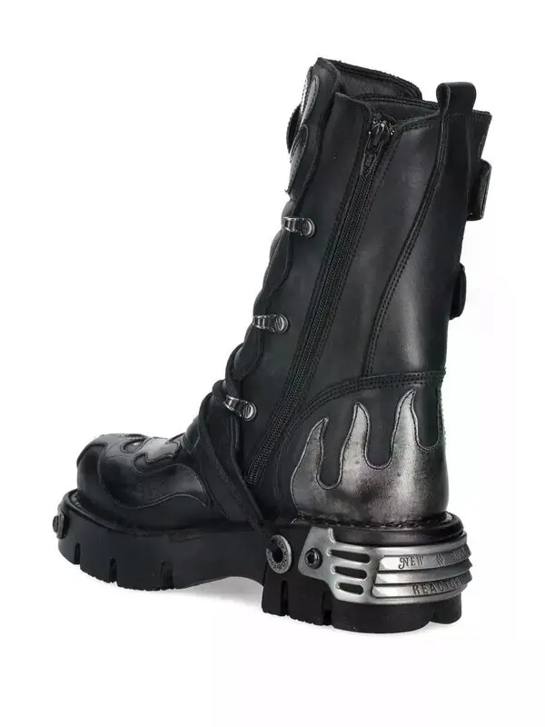 NEW ROCK Leather Buckled Boots