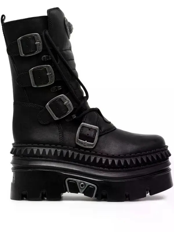 NEW ROCK Buckle Platform Boots